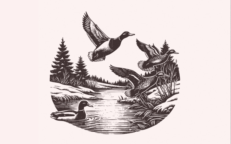 Vintage Duck PNG, Mallard Duck Clipart, Wild Duck Sublimation, Flying ...