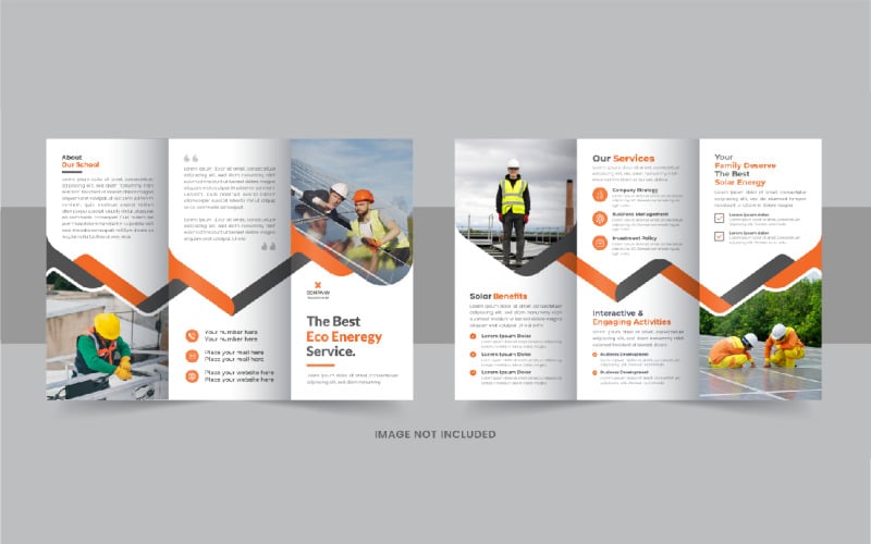 Creative solar energy trifold brochure, eco energy or solar panel ...