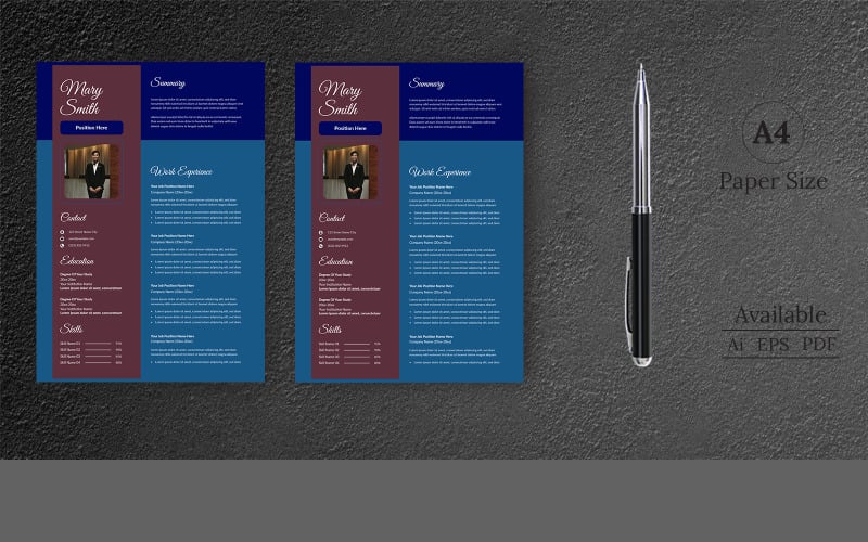 Indigo color Resume Layout #464549 - TemplateMonster
