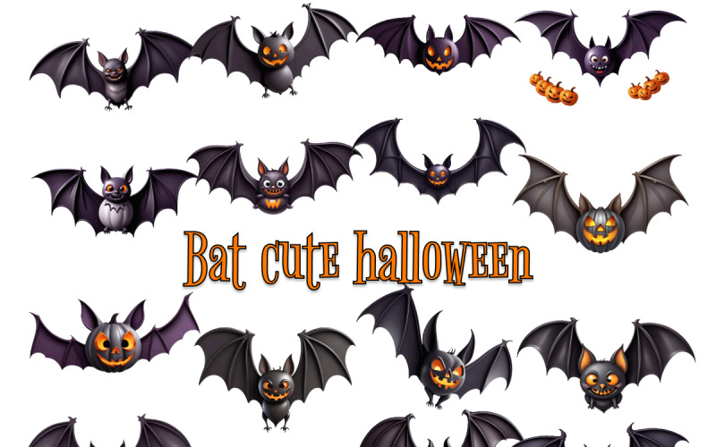 Bat Cute Halloween Clipart #464751 - TemplateMonster