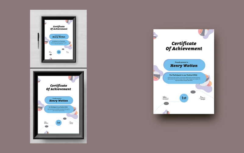 Certificate of Achievement With Cyan - TemplateMonster