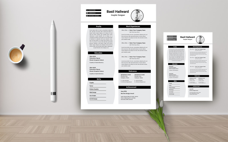 Black Color Resume Layout #464955 - TemplateMonster