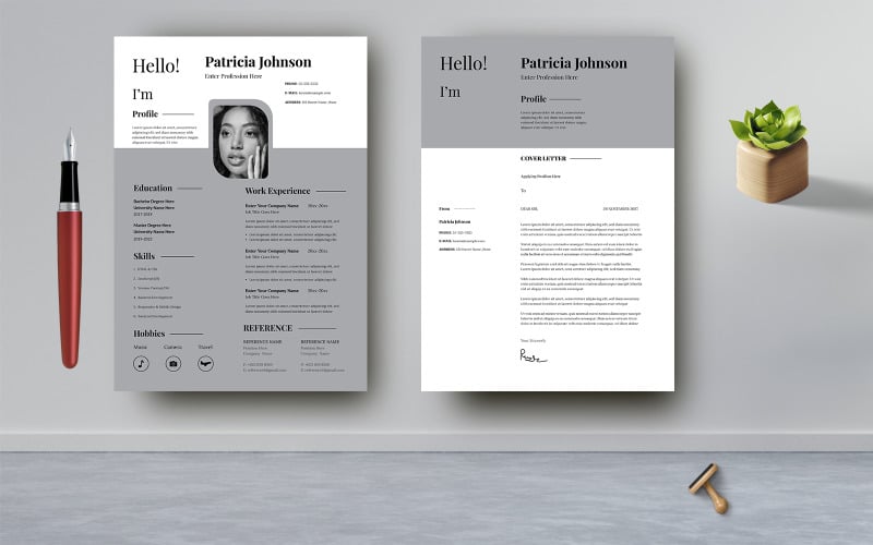 Gray Color Resume Template Design #464962 - TemplateMonster
