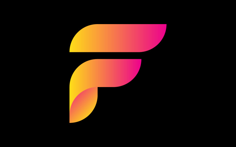 Diseño de logotipo con letra F con color degradado especial
