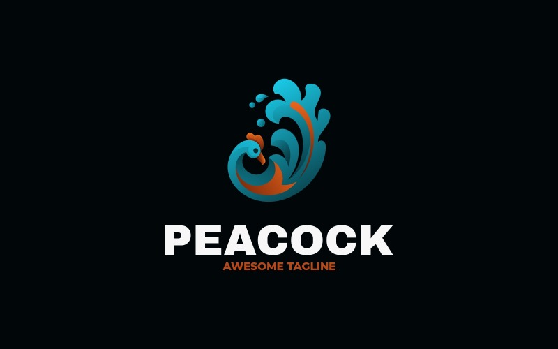 Logo Paon dégradé coloré 10 #465057 - TemplateMonster