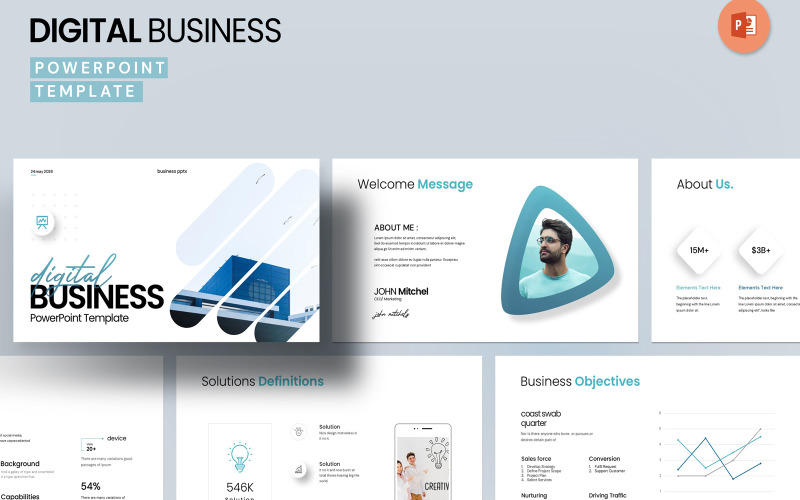 Plantilla de PowerPoint sobre negocios digitales