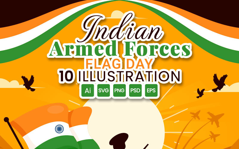 10 Indian Armed Forces Flag Day Vector Illustration