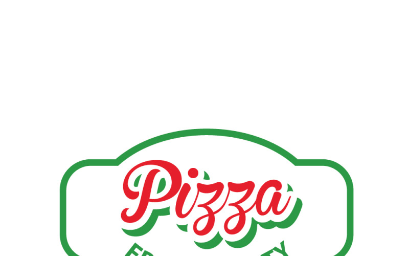 Pizzeria Vector Emblem on blackboard. Pizza logo template