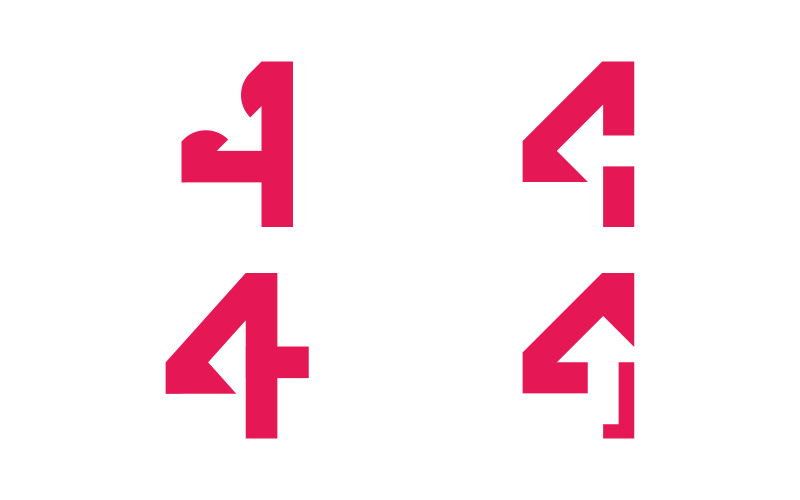 Number 4 simple logo icon design template elements 15