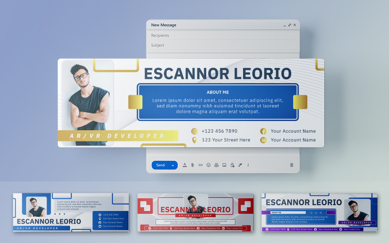 Modern Gradient Email Signature #466892 - TemplateMonster