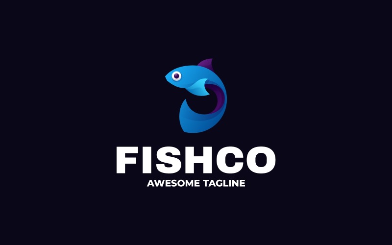 Fishco Gradient Renkli Logo şablonu #467366 - TemplateMonster