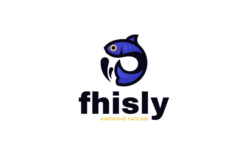 Logotipo de mascote simples Fishly #467367 - TemplateMonster