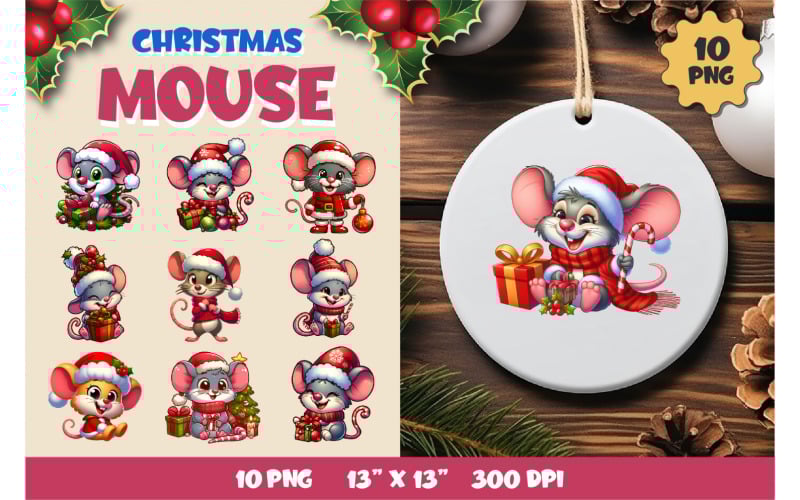 Cute Christmas mouse, Clipart, PNG. #467574 - TemplateMonster