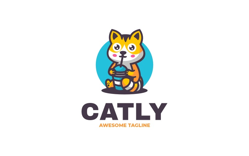 Modelo de logotipo de mascote simples Catly - TemplateMonster