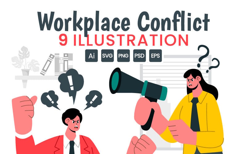 9 Workplace Conflict Illustration #467911 - TemplateMonster