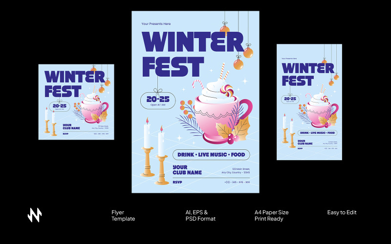 Blue Winter Festival Flyer Template #468199 - TemplateMonster