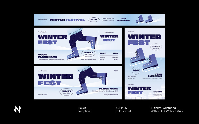 Winter Fest Ticket Template #468193 - TemplateMonster