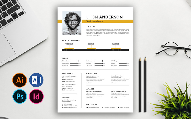 Modern and Clean Resume Template Design - TemplateMonster