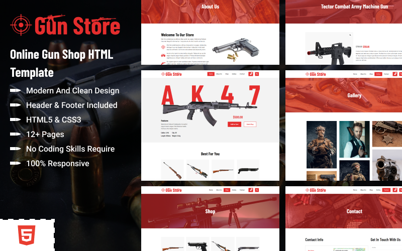 Gun Shop Website Templates - 46 Best Weapon Store Web Themes