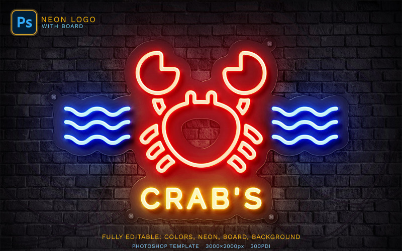 Neon Logo Photoshop Mockup #469428 - TemplateMonster