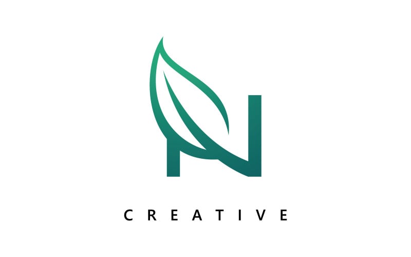 N Logo Design and template. Creative N leaf icon initials based Letters in vector.8