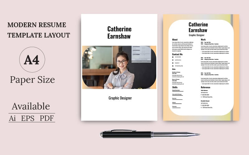 Gradient Color Resume Template #469683 - TemplateMonster