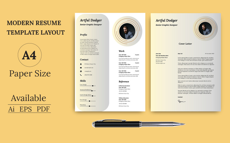 Nice Mixed Color Resume Template #469699 - TemplateMonster