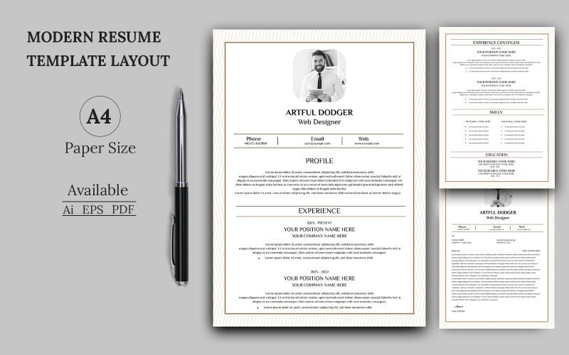 White & Taupe Coloe Resume Template - TemplateMonster