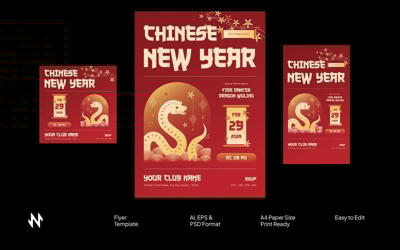 Chinese New Year Flyer - Year of Snake - TemplateMonster