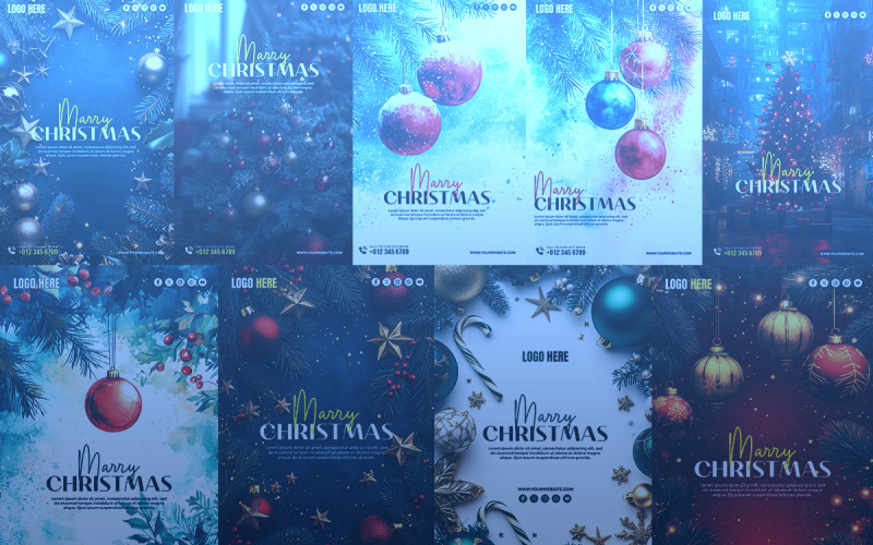 Christmas Day Social Media Banner Poster Bundle Template