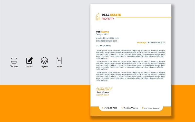 Letterhead Design Template for Official Letters - Product - 050