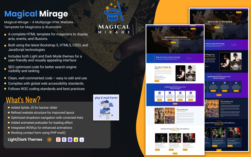 Magical Mirage - Multi-Page Magician Website HTML Template
