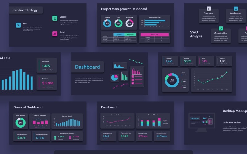Modello di PowerPoint per dashboard #469912 - TemplateMonster