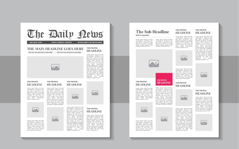 The daily news layout design, Print ready vintage newspaper