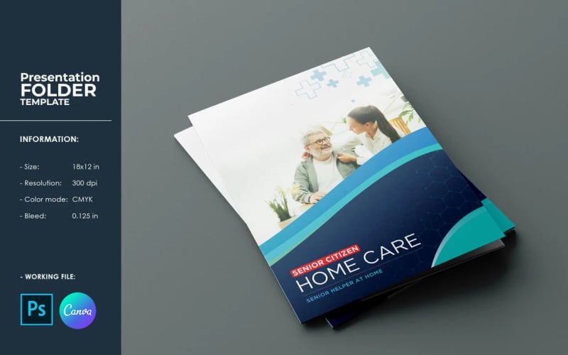 Senior Home Care Presentation Folder - TemplateMonster