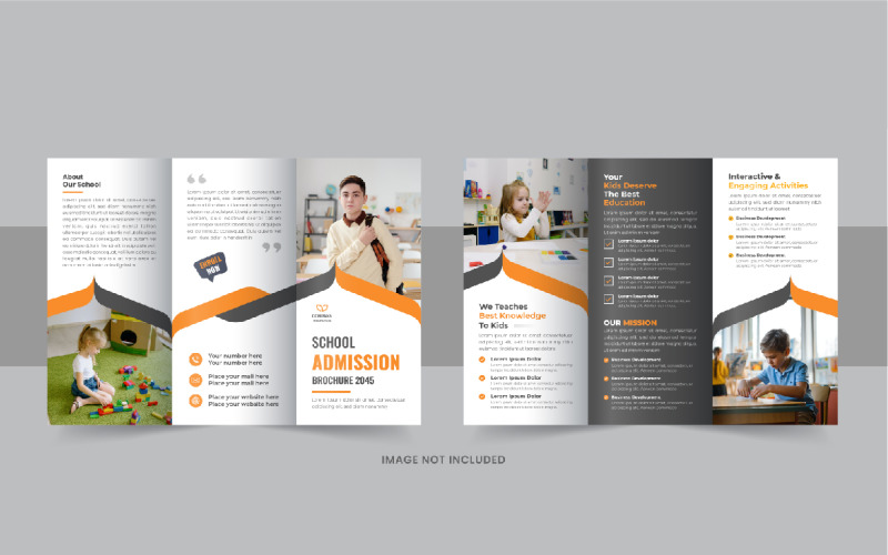 Kids School Admission Trifold Brochure, School academy trifold or ...