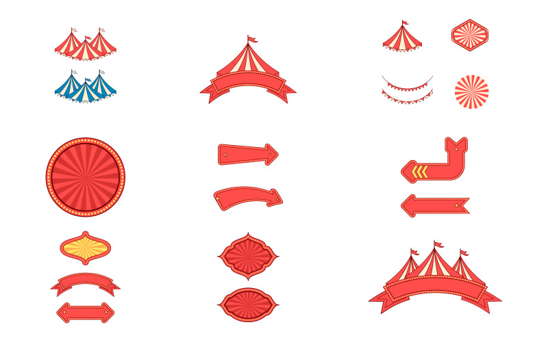 Circus vintage labels sign boards carnival elements