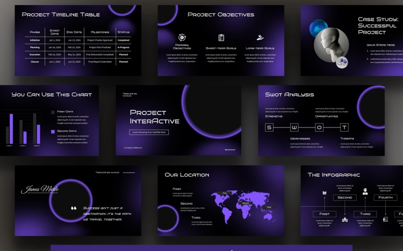 Projekt InterActive Space Theme PowerPoint - TemplateMonster