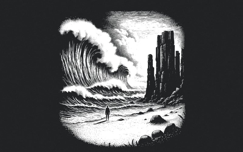 Dark Ocean Waves PNG, Dramatic Black and White Seascape, Moody Storm ...