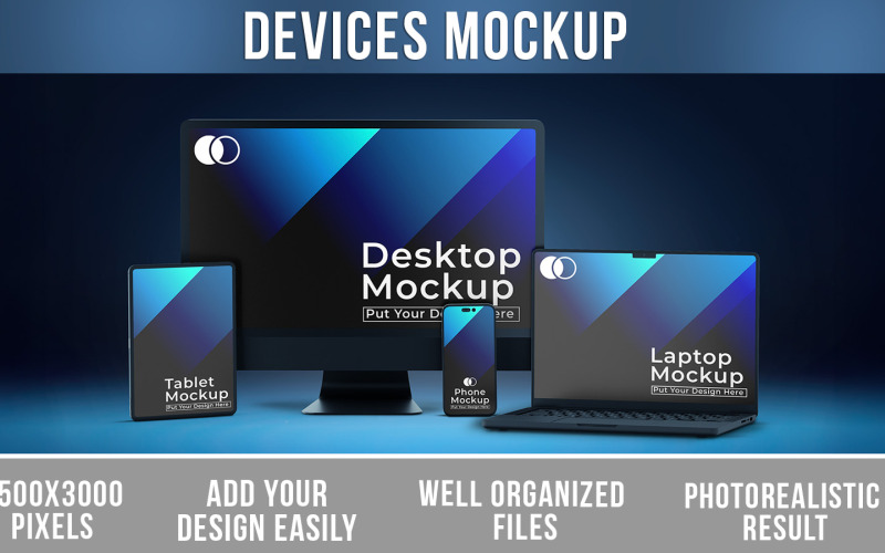 Devices Mockup in Dark Background #472149 - TemplateMonster
