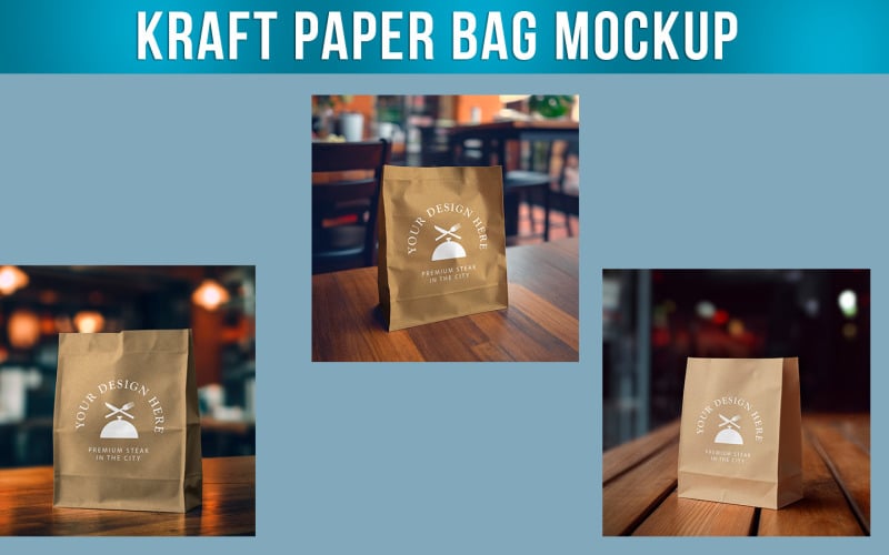 Kraft Paper Bag Design mockup #472153 - TemplateMonster