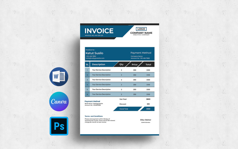 Customizable Invoice Template #472264 - TemplateMonster