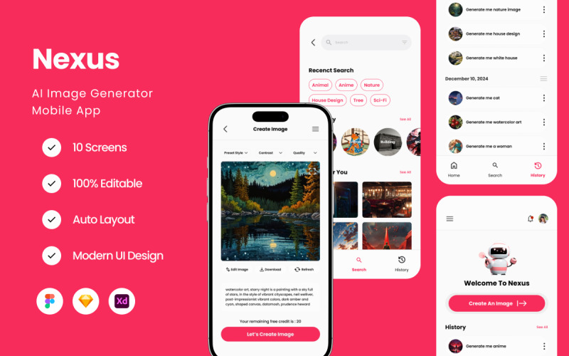 Nexus - AI Image Generator Mobile App - TemplateMonster