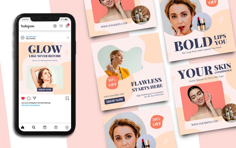 Beauty Cosmetics Instagram Post Template - TemplateMonster