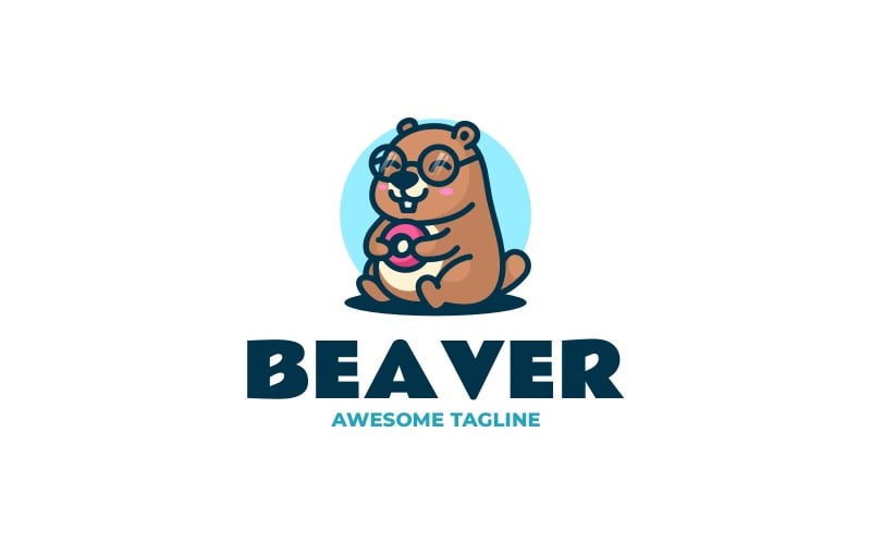 Beaver Simple Mascot Logo 123 #473384 - TemplateMonster