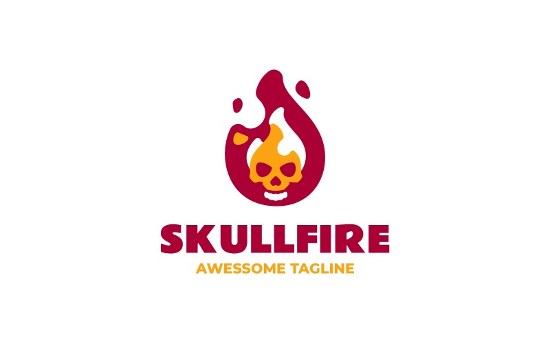 Logotipo moderno y plano de Skullfire - TemplateMonster