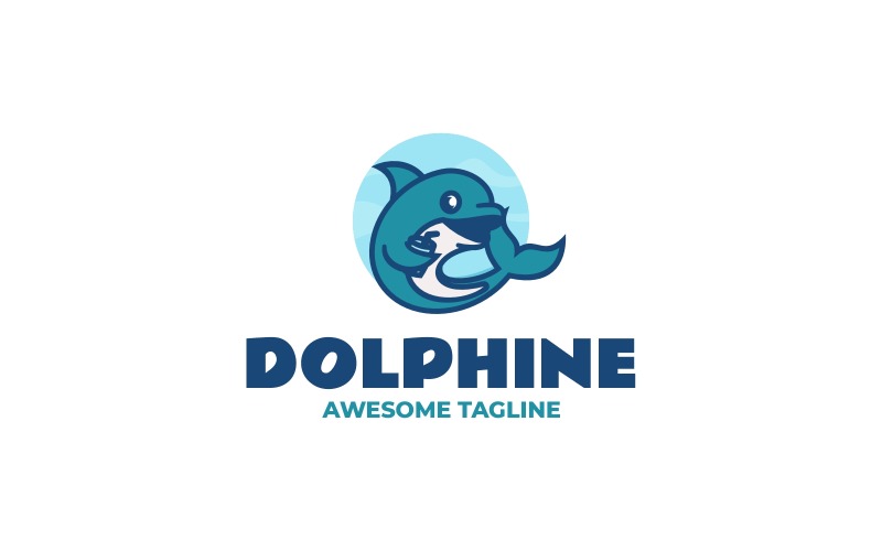 Logotipo simples do mascote Dolphine - TemplateMonster