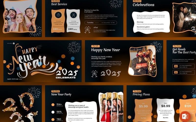 Happy New Year 2025 Presentation Template - TemplateMonster