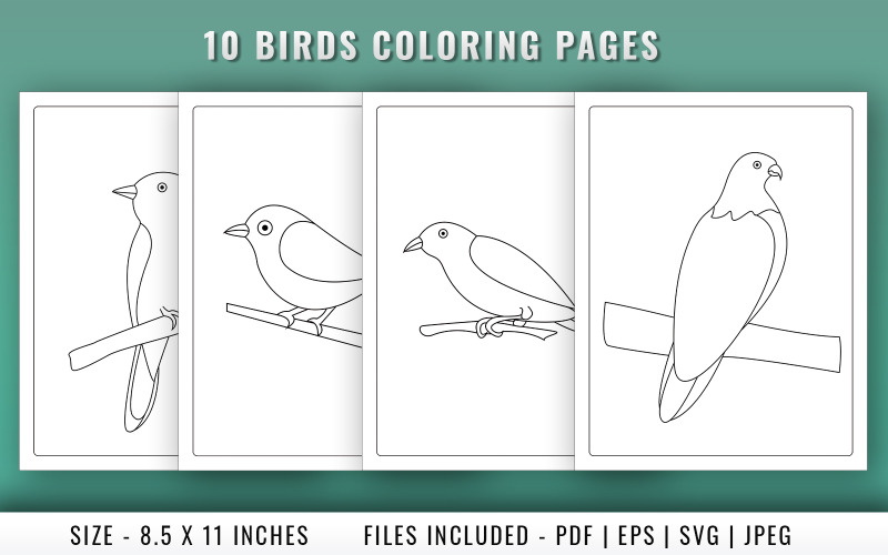 10 Birds coloring book pages for kids - TemplateMonster