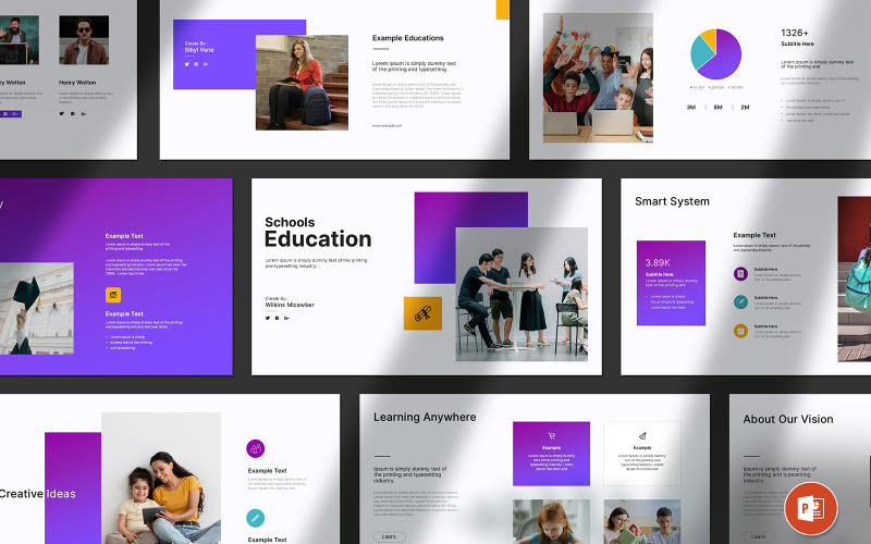 Okul Eğitimi PowerPoint Sunum Şablonu - TemplateMonster